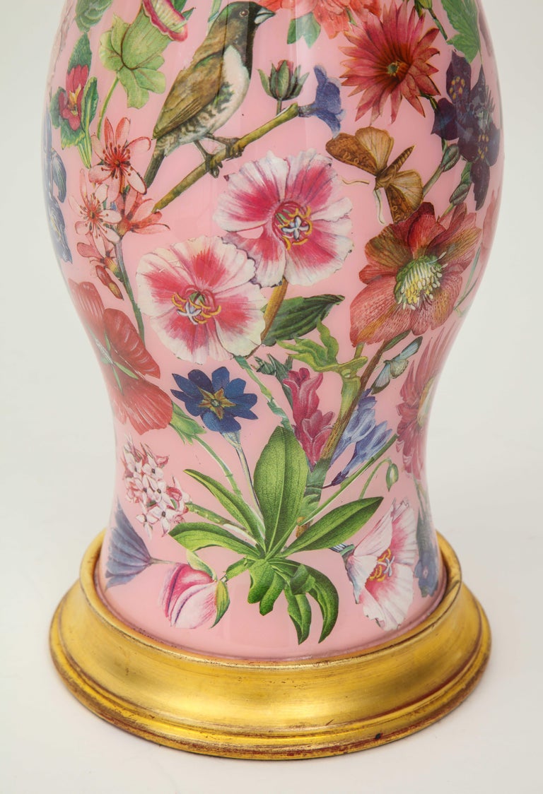Pink Decalcomania Lamp For Sale at 1stDibs