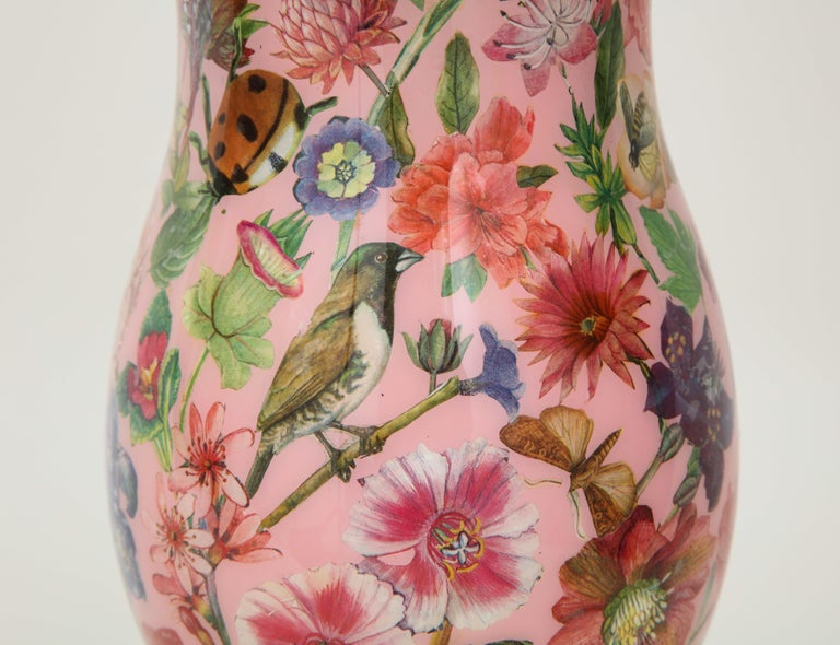 Pink Decalcomania Lamp For Sale at 1stDibs