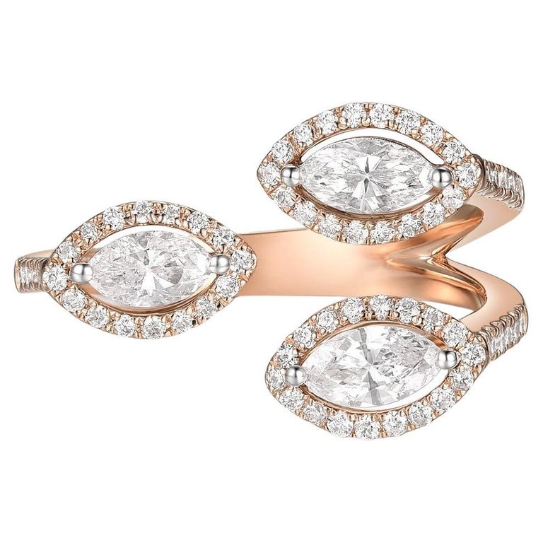 Pink Diamond and Round Diamond Ring in 18K Gold For Sale at 1stDibs