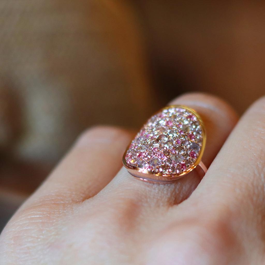 Pink Diamond Padparadscha Sapphire Intense Pink Spinel Mosaic Pave Ring ...