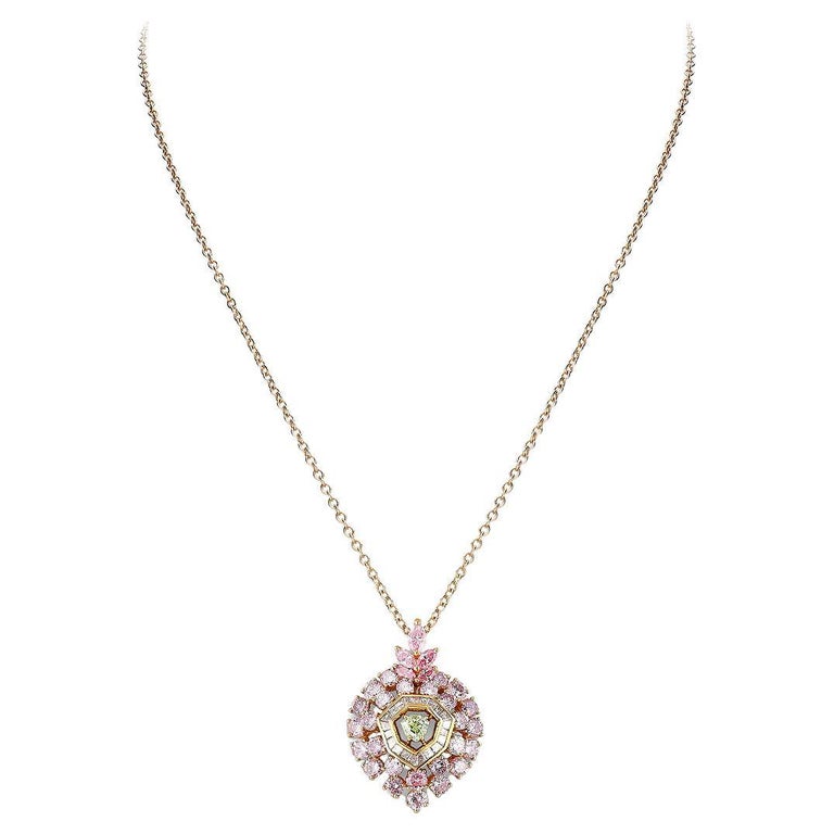 Pink Diamond Pendant Necklace For Sale at 1stDibs