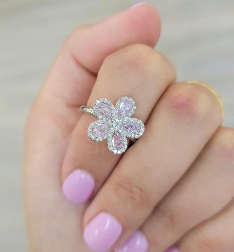Pink Diamonds ‘Ora’ Flower Ring For Sale at 1stDibs