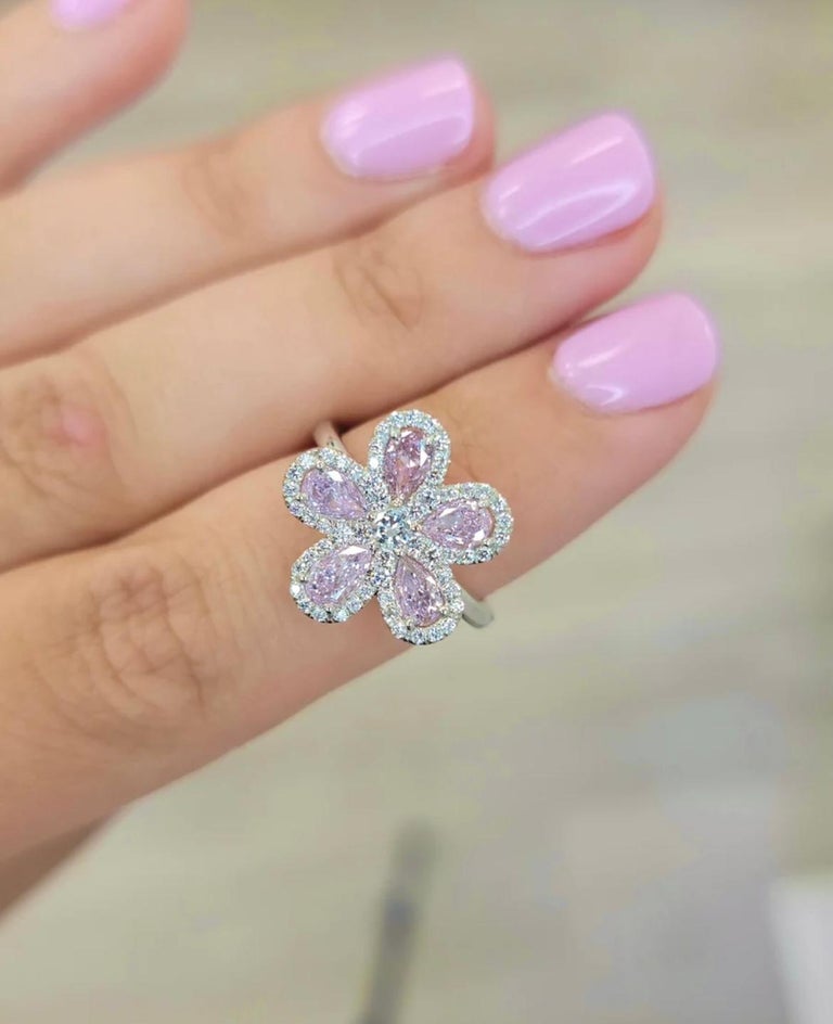 Pink Diamonds ‘Ora’ Flower Ring For Sale at 1stDibs