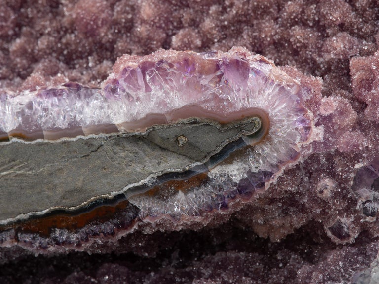 Pink Druzy Amethyst Sculptural Formation with Central Calcite Crystal ...