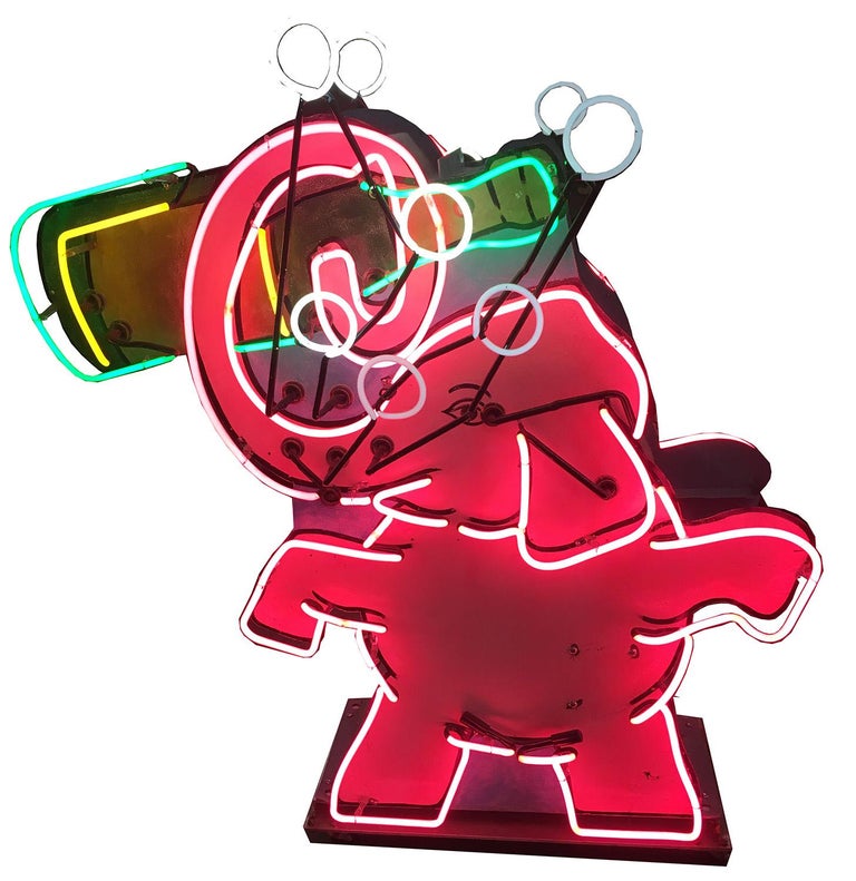 Pink Elephant Neon Sign, 1950s Liquor Store, Animated at 1stDibs