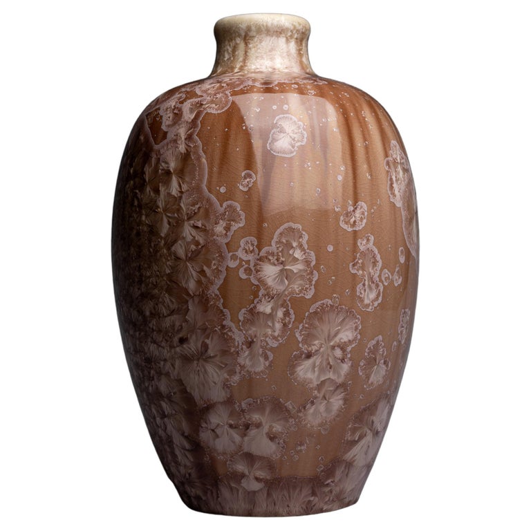 Pink French Porcelain Crystalline Vase Mougin Nancy For Sale at 1stDibs