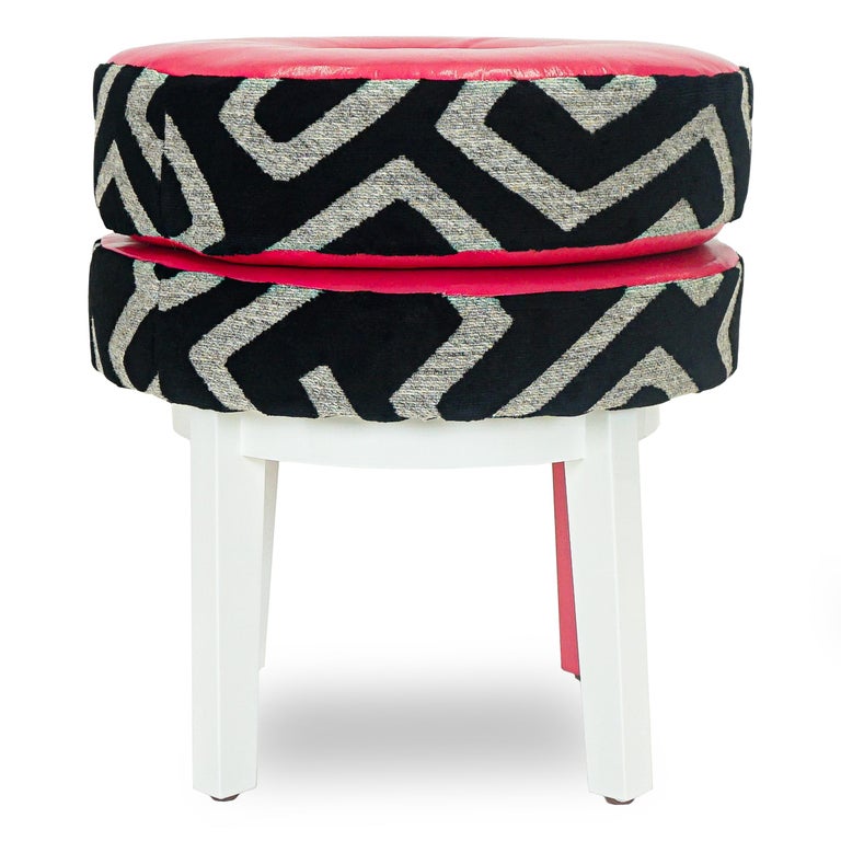 Pink Geometric Print Donut Stool For Sale at 1stDibs