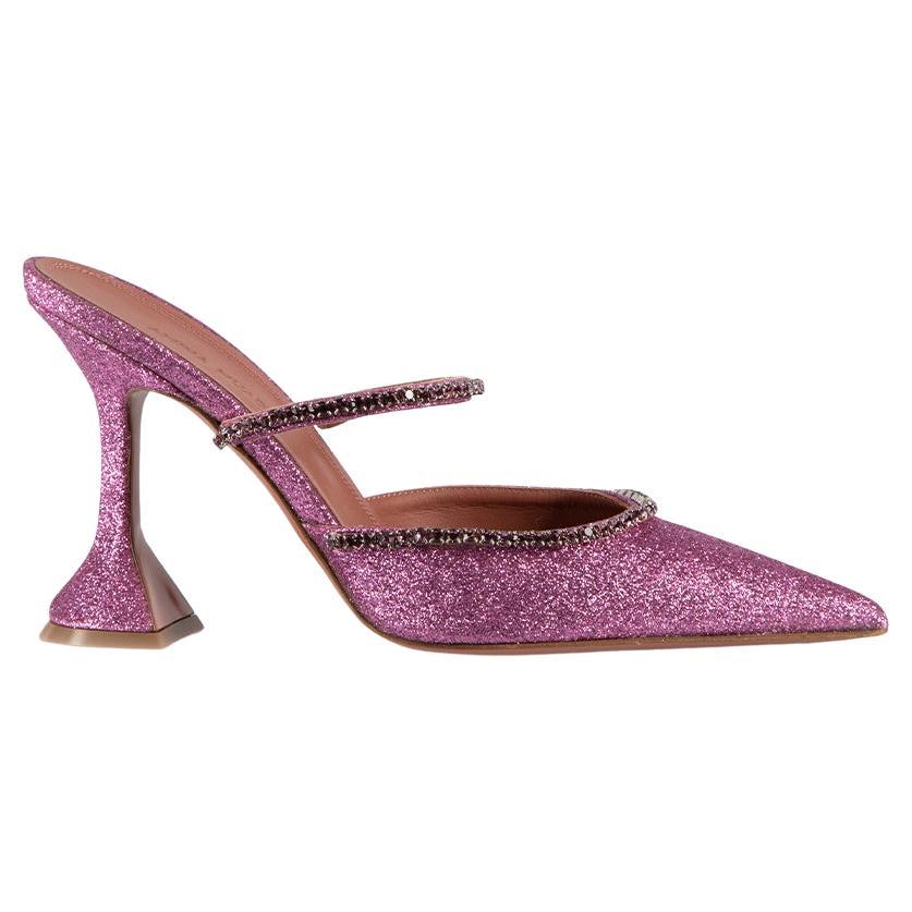 Pink Glitter Crystal Embellished Gilda 95 Mules Size IT 38 For Sale at ...