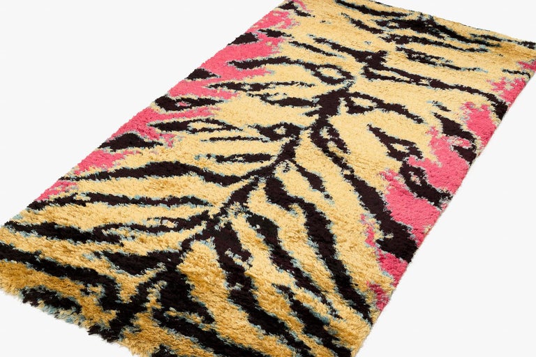 Pink, Gold, and Black Silk Shag Tiger Area Rug For Sale at 1stDibs ...