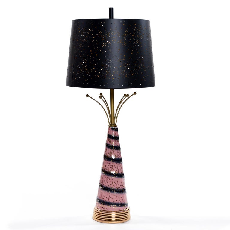 Pink Gold and Black Sputnik Starburst Ceramic Mid-Century Modern Table ...