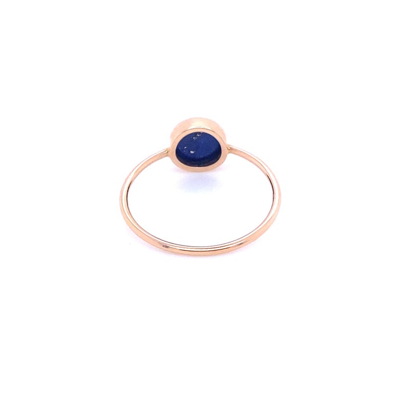 Pink Gold and Lapis Lazuli Disk Ring For Sale at 1stDibs