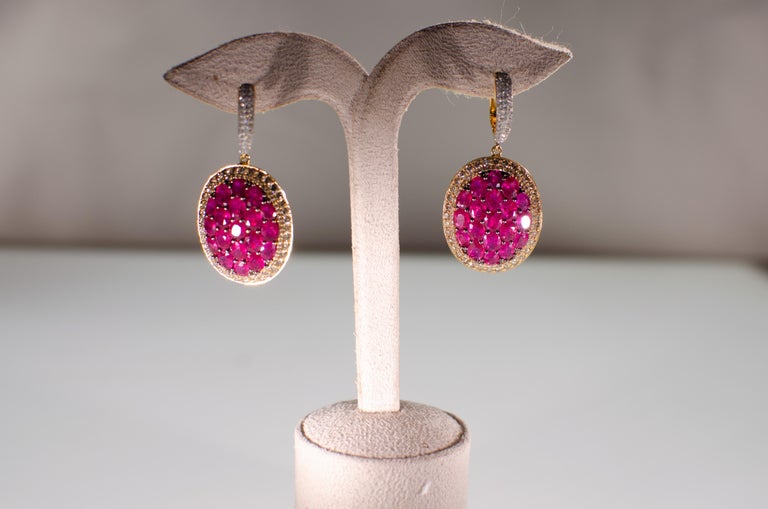 Pink Gold Ruby Earrings For Sale at 1stDibs