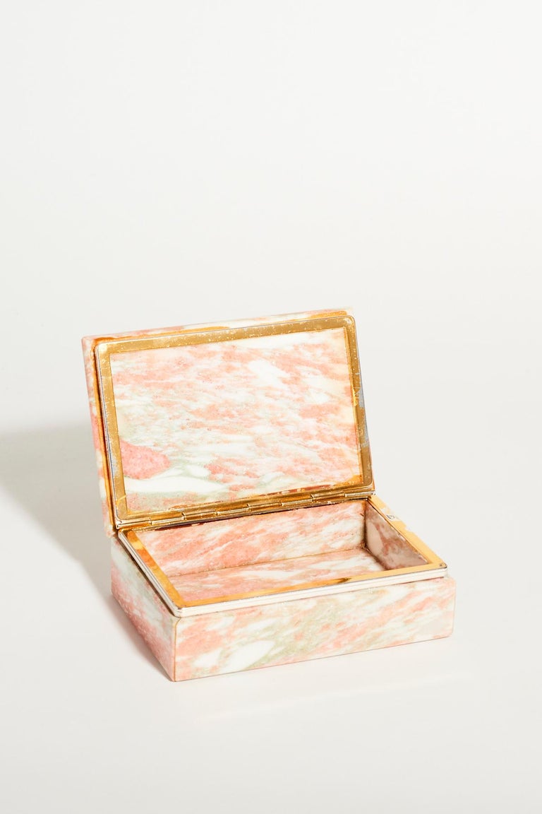 Pink, Gray and White Marble Jewelry Box For Sale at 1stDibs