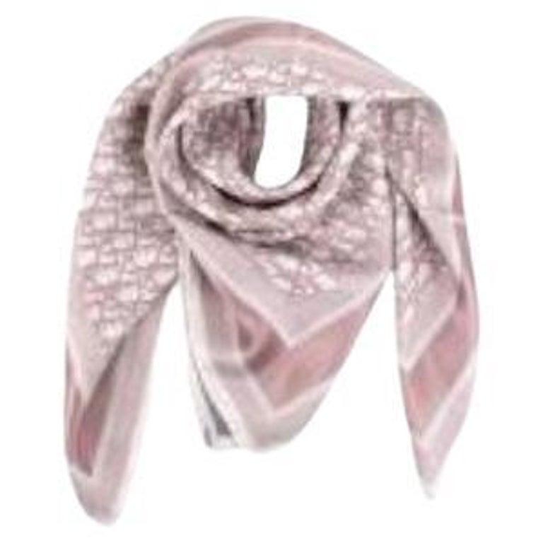 Pink and grey Oblique Twin silk twill square scarf For Sale at 1stDibs