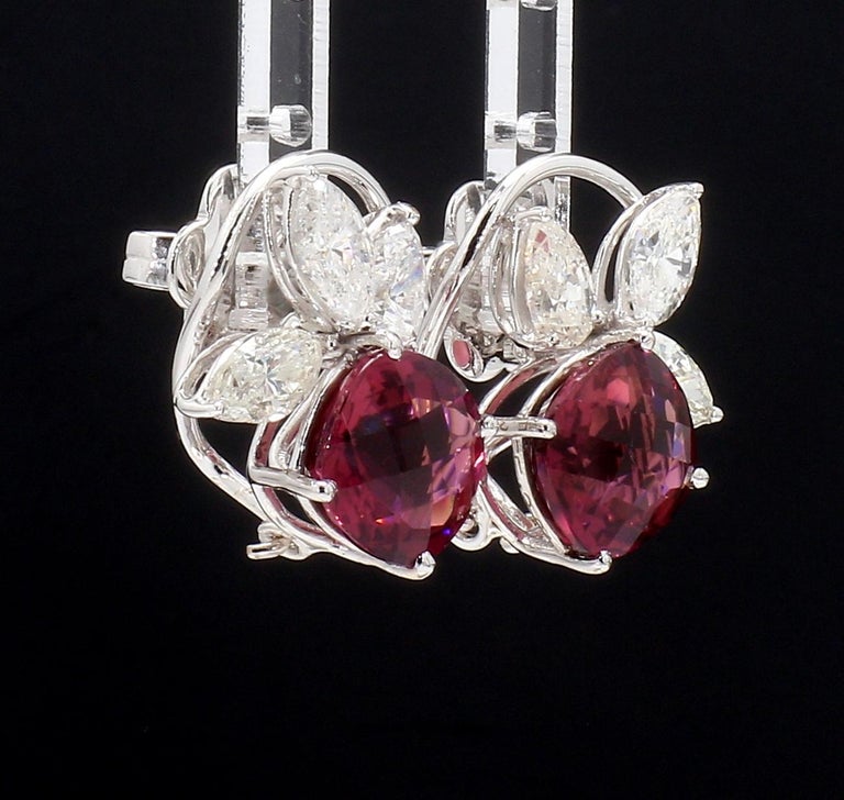 Pink Hue Tourmaline Earrings with 3Ct Marquise Diamonds in White Gold ...