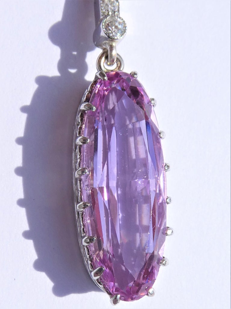 Pink Imperial Precious Topas Diamond Art Deco Platinum Necklace For ...