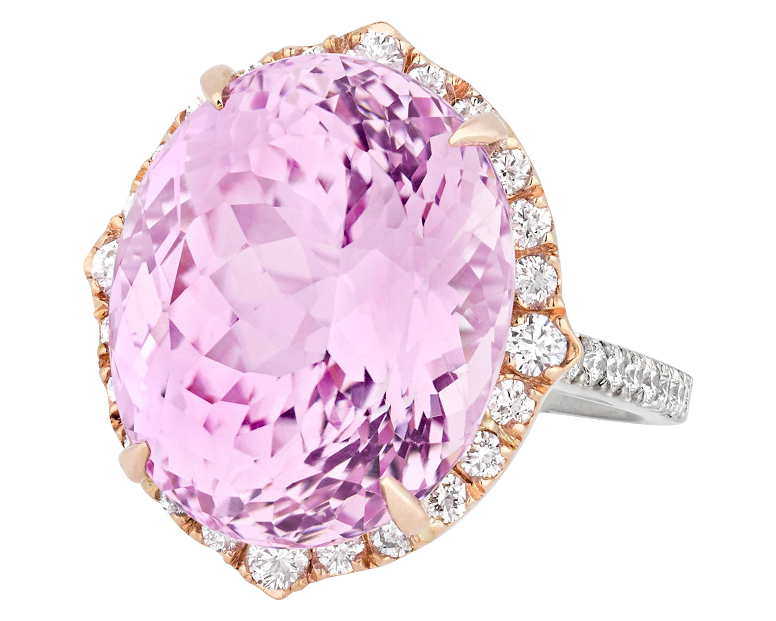 Pink Kunzite and Diamond Ring, 16.92 Carat at 1stDibs