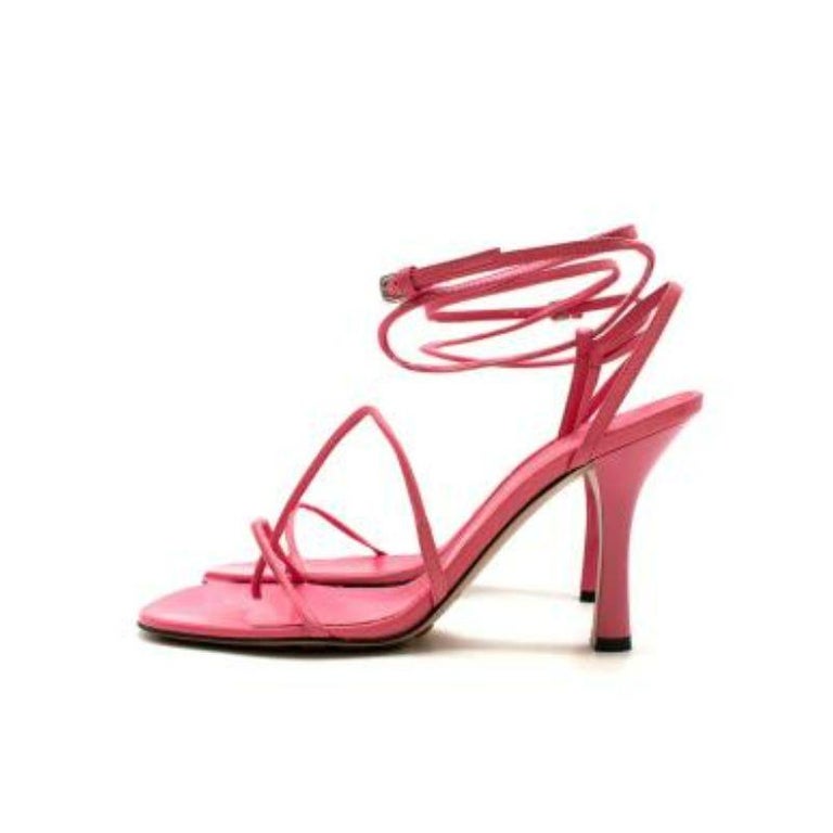 pink leather Stretch heeled sandals For Sale at 1stDibs