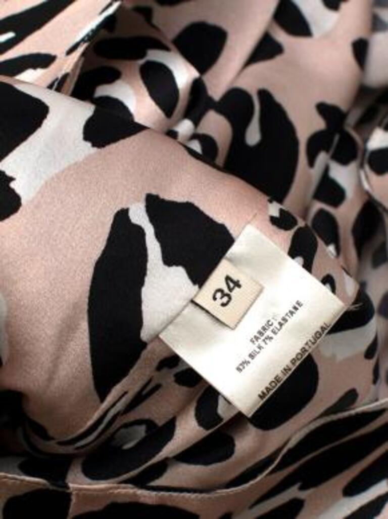 pink leopard print silk draped mini dress For Sale at 1stDibs