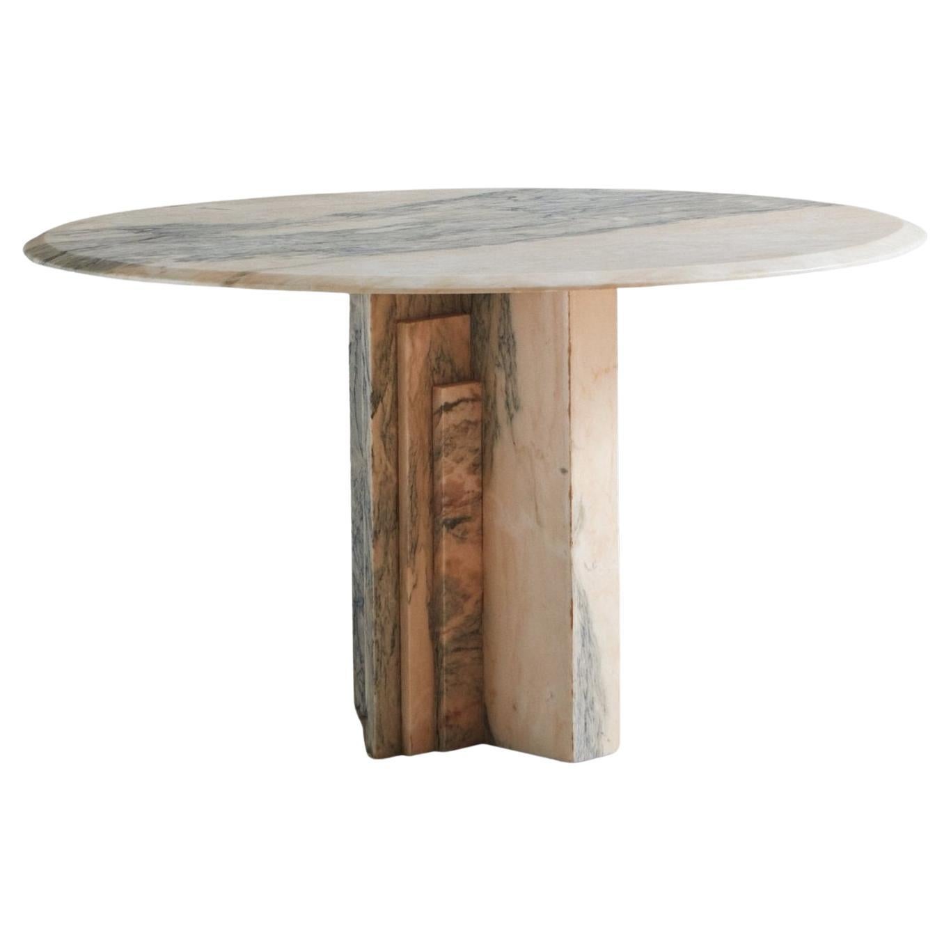 Pink Marble Dining Table With Tiered Base, France 1970s For Sale at 1stDibs