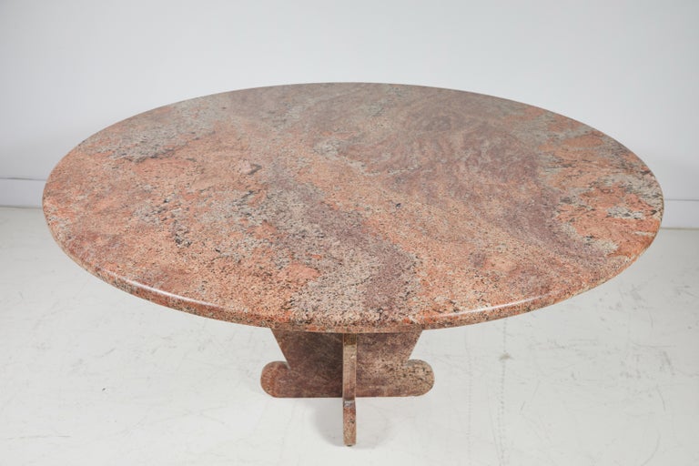 Pink Marble Round Dining Table with Unique Geometric Base at 1stDibs ...