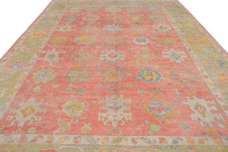 Pink Modern Turkish Oushak Handmade Wool Rug For Sale at 1stDibs