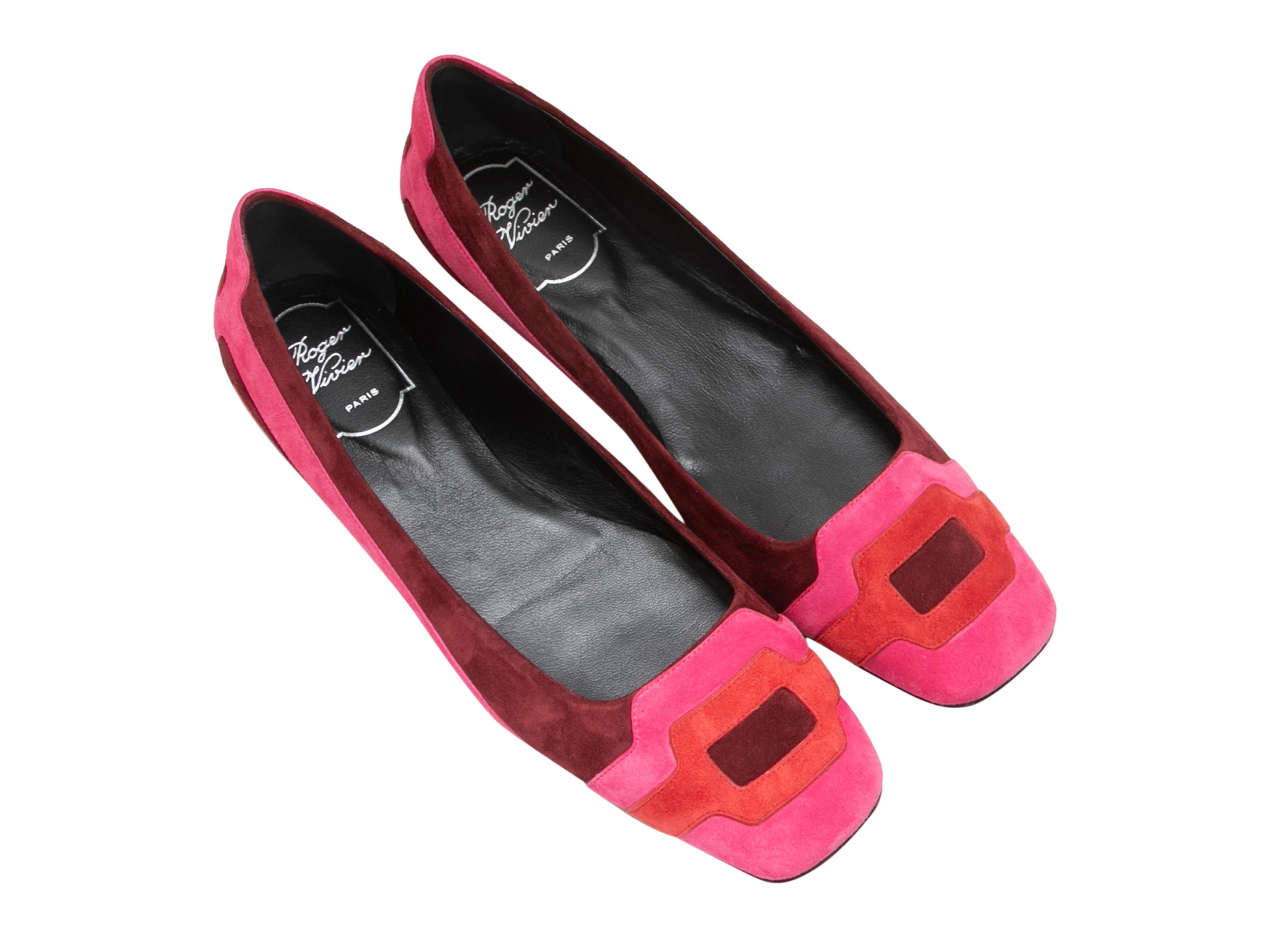 Pink and Multicolor Roger Vivier Suede Color Block Flats For Sale at ...