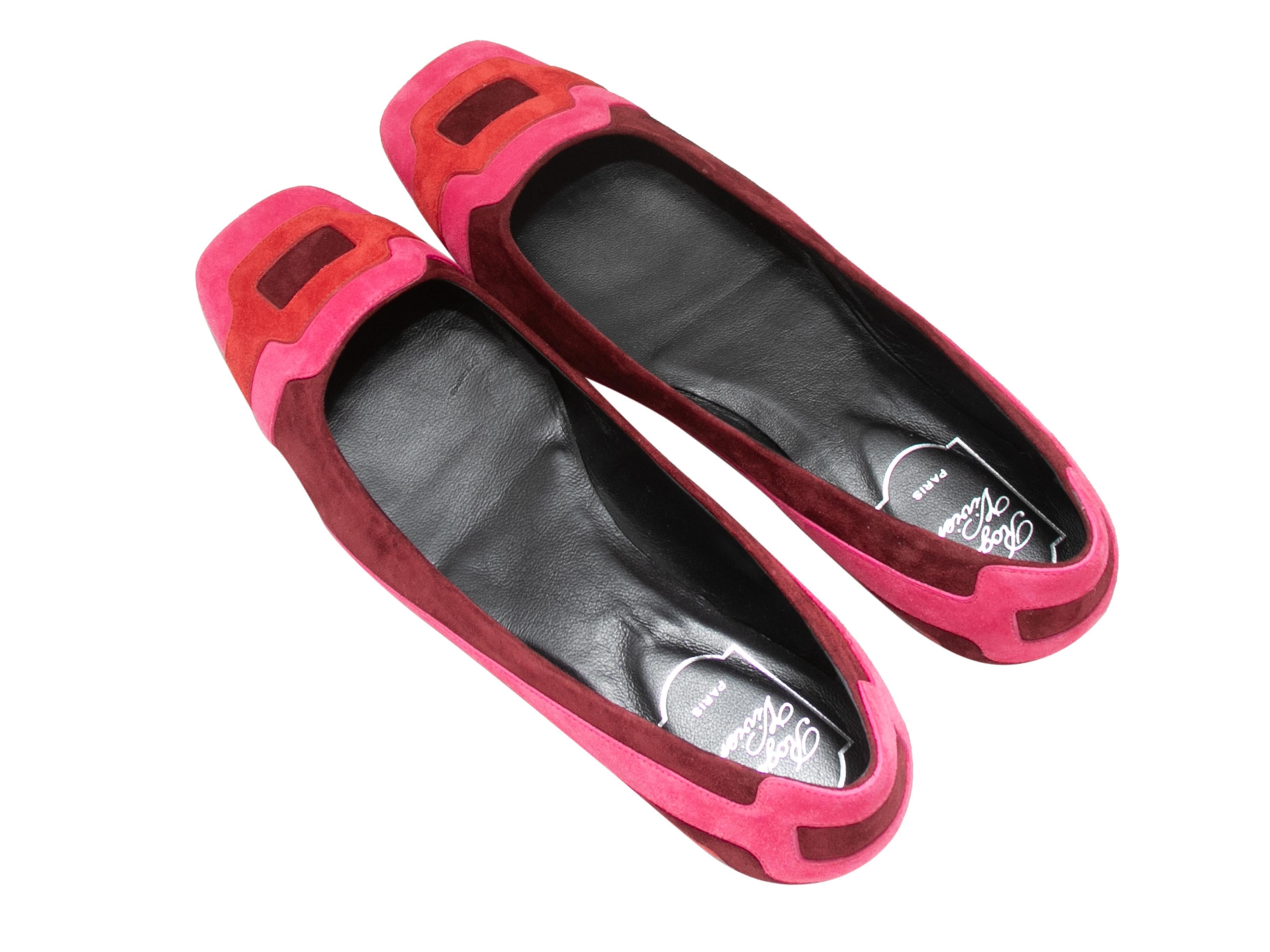 Pink and Multicolor Roger Vivier Suede Color Block Flats For Sale at ...
