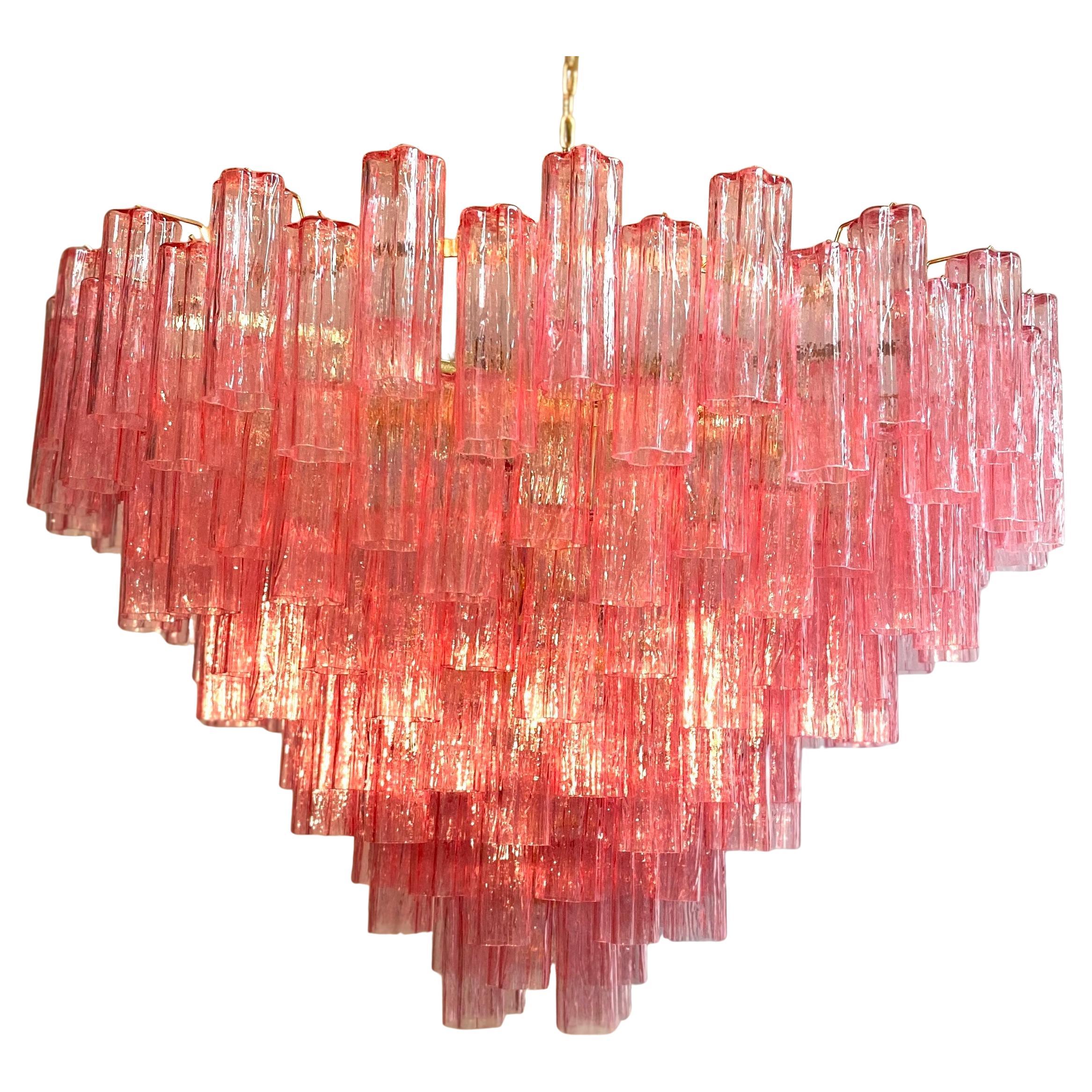 Pink Murano Glass Monumental Tronchi Chandelier or Ceiling Light For ...