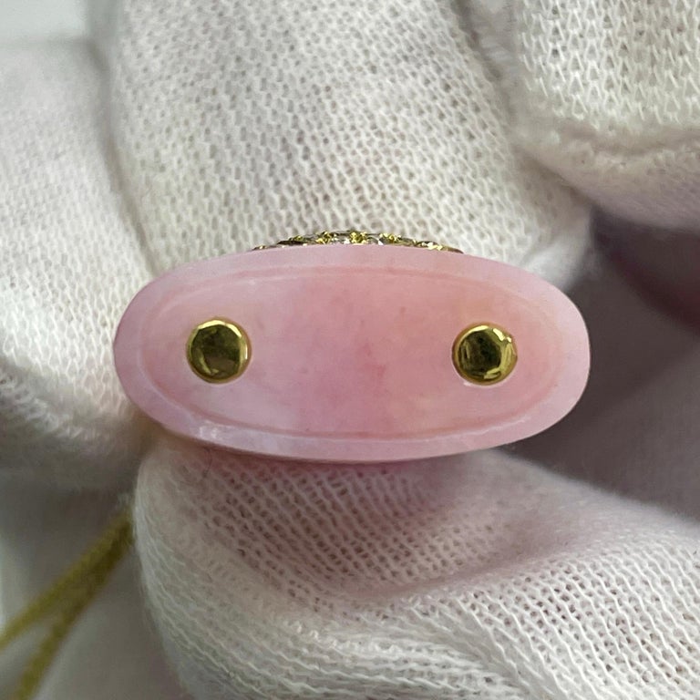 Pink Opal and Yellow Gold Lock Shape with Diamond Teddy Bear For Sale ...