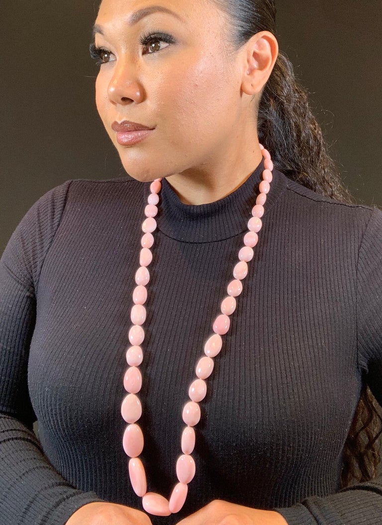Cayen Collection Pink Opal Necklace with 14 Karat Gold Clasp at 1stDibs