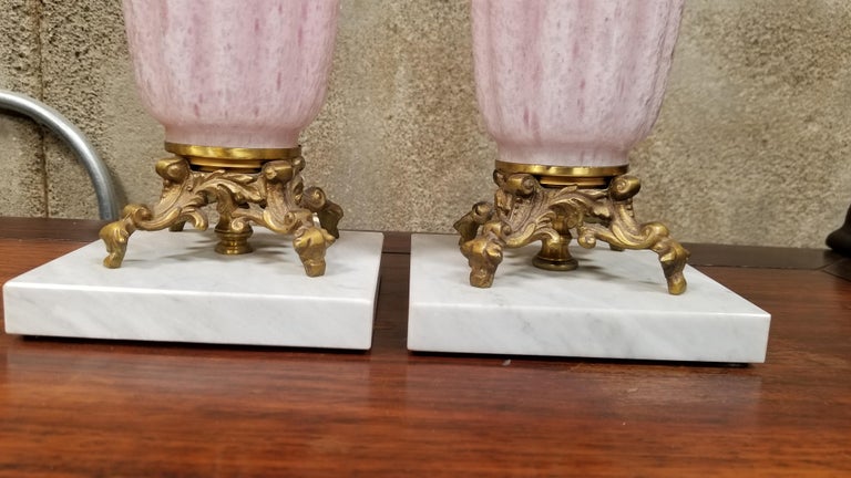 Murano Pink Opalescent Glass Table Lamps, a Pair at 1stDibs | pink ...