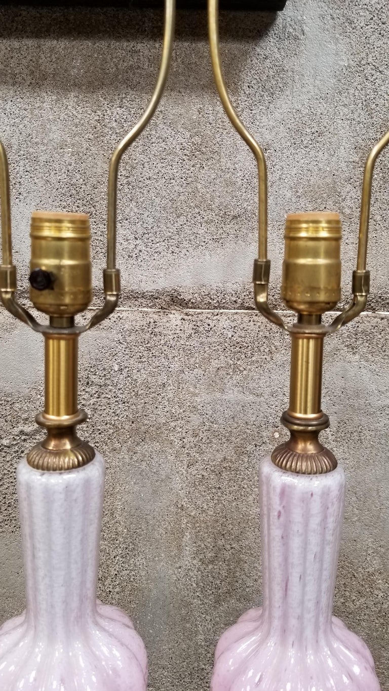 Murano Pink Opalescent Glass Table Lamps, a Pair at 1stDibs | pink ...