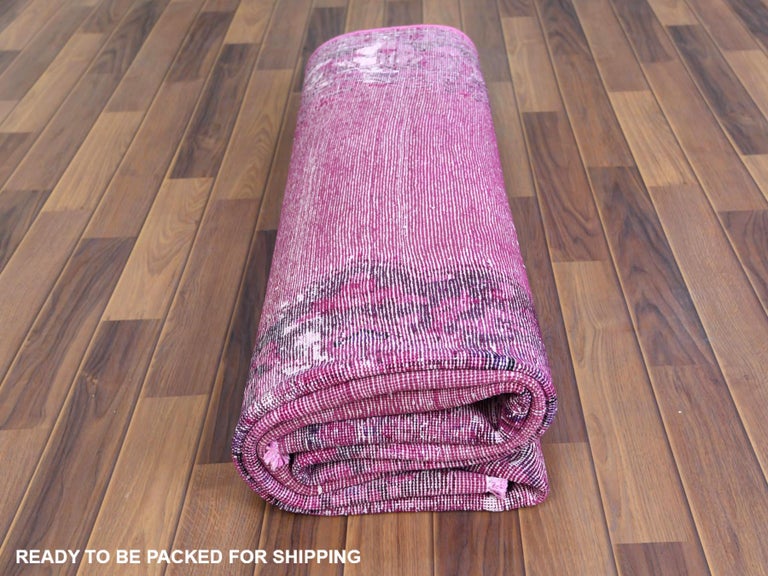 Pink Overcast Semi Antique Persian Kerman Oriental Rug For Sale at 1stDibs