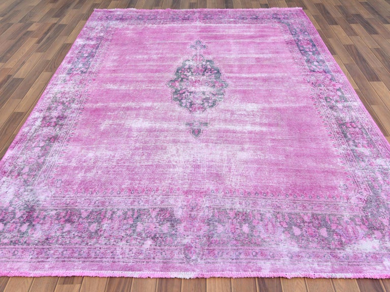 Pink Overcast Semi Antique Persian Kerman Oriental Rug For Sale at 1stDibs
