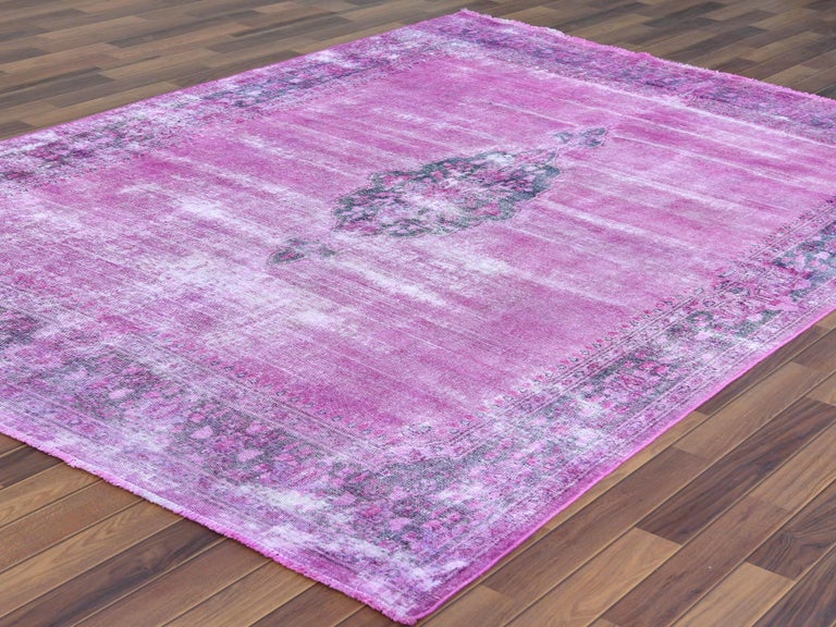 Pink Overcast Semi Antique Persian Kerman Oriental Rug For Sale at 1stDibs