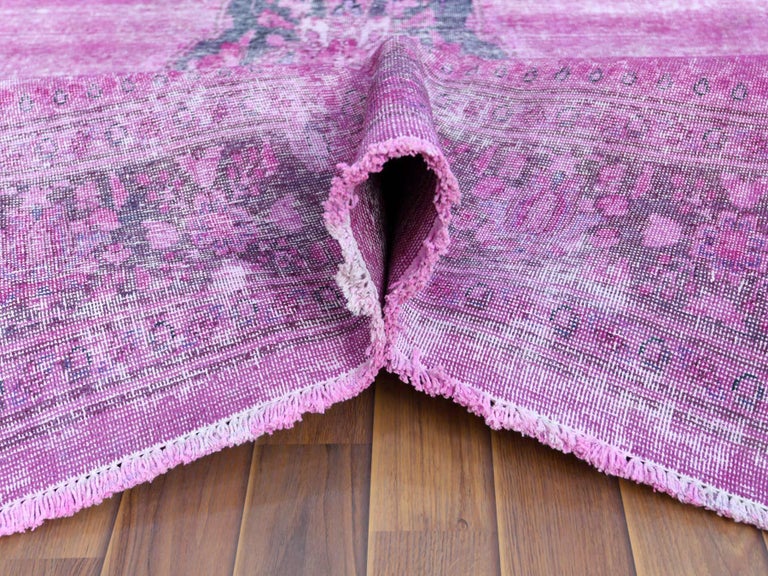 Pink Overcast Semi Antique Persian Kerman Oriental Rug For Sale at 1stDibs