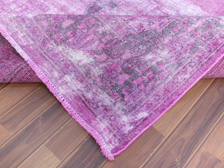 Pink Overcast Semi Antique Persian Kerman Oriental Rug For Sale at 1stDibs