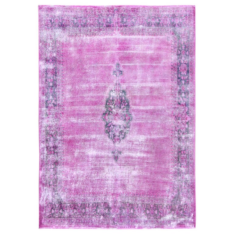Pink Overcast Semi Antique Persian Kerman Oriental Rug For Sale at 1stDibs