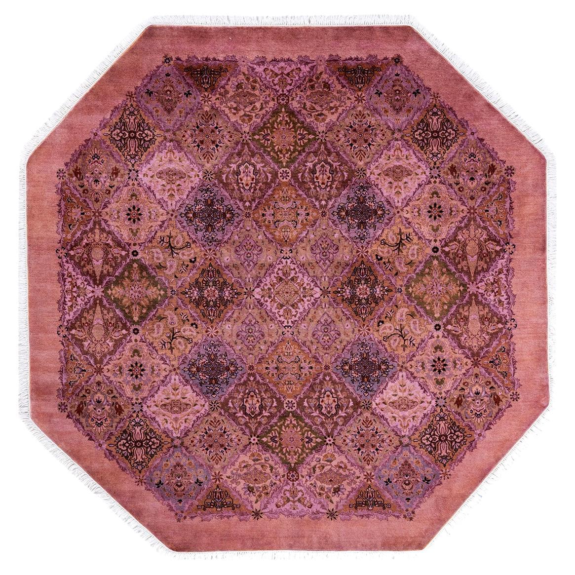Contemporary Overdyed Hand Knotted Wool Pink Area Rug For Sale at 1stDibs