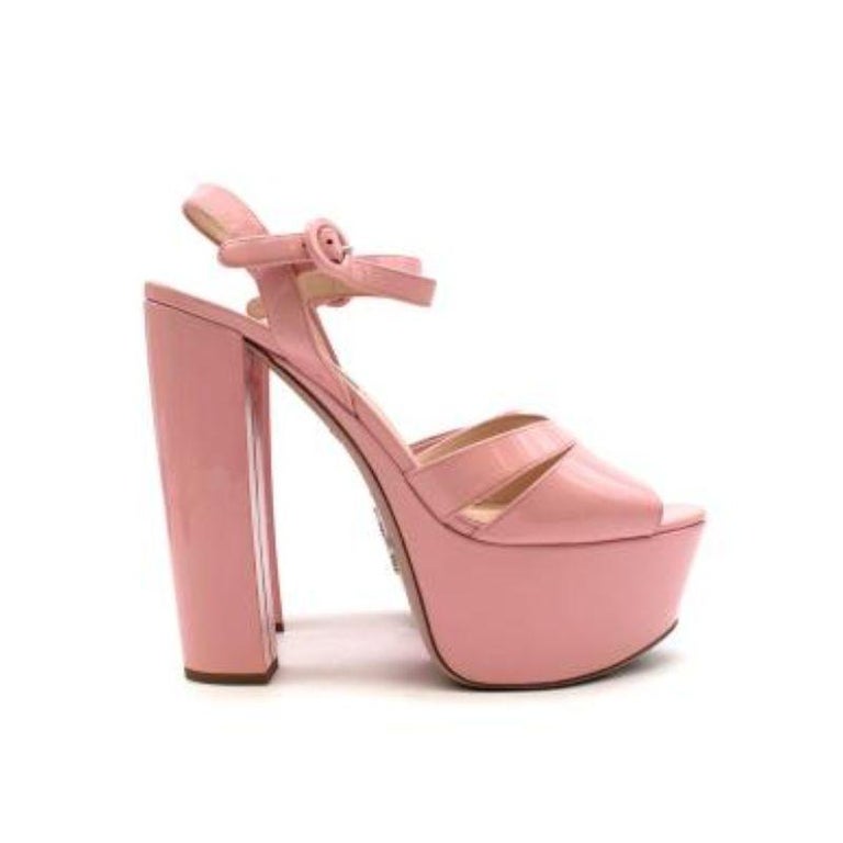 Pink Patent Slingback Platform Sandals For Sale at 1stDibs