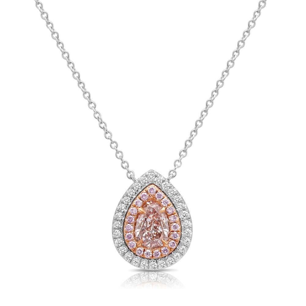 Green 'Chameleon' Pear Shape Diamond Double Halo Pendant For Sale at ...