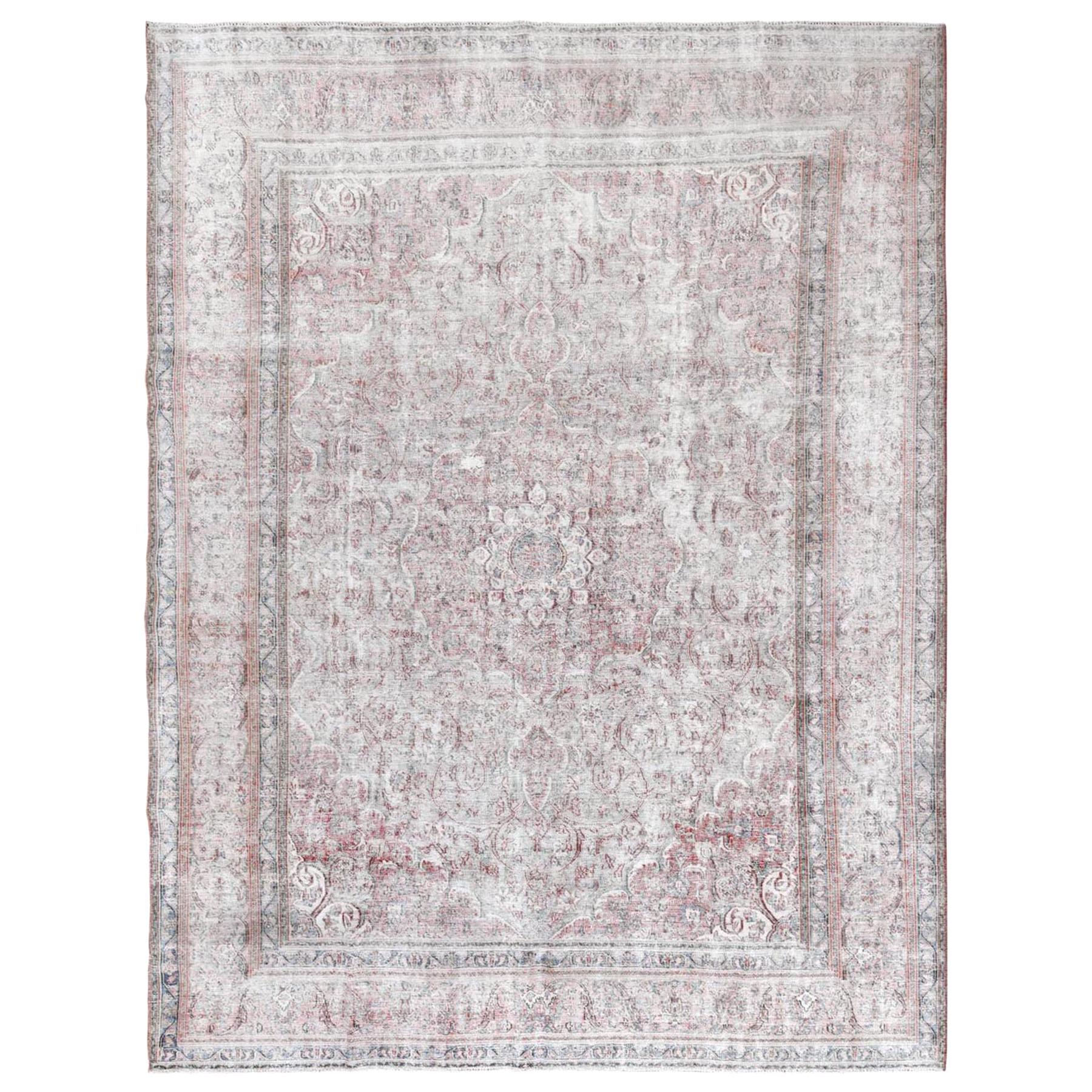 Pink Overcast Semi Antique Persian Kerman Oriental Rug For Sale at 1stDibs