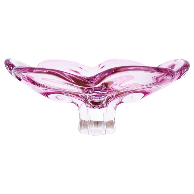 Pink Platter, Rubin Glass, Chribska, Czech Republic at 1stDibs
