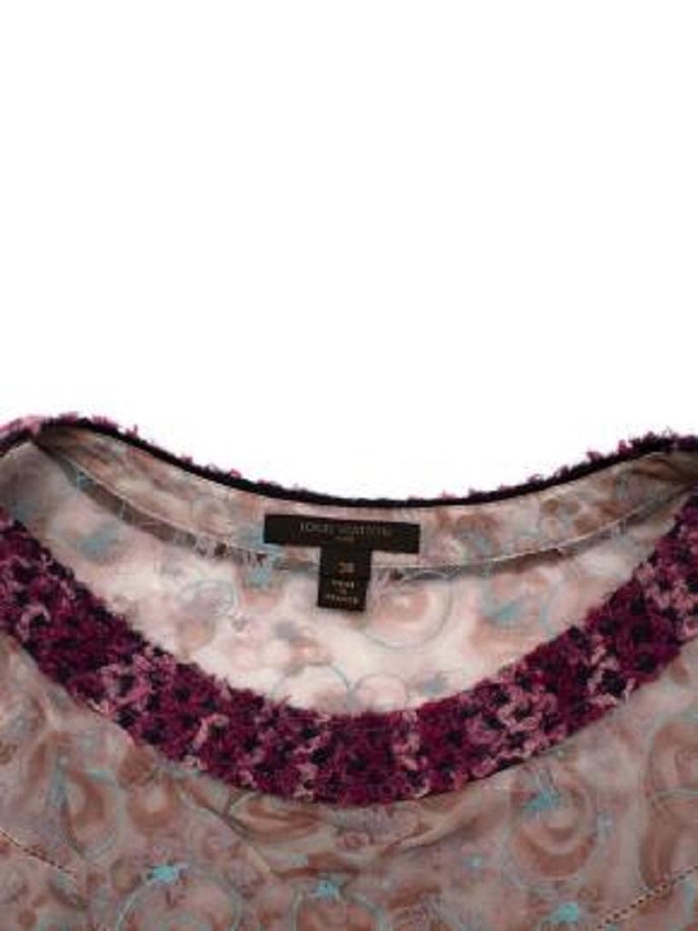 Pink and Purple Printed Silk Top For Sale at 1stDibs