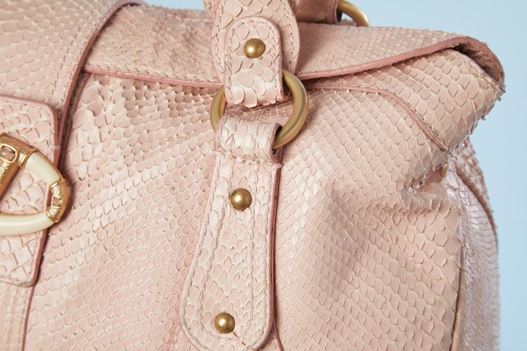 Pink python large hand- bag with rhinestone and metal brand Valentino ...