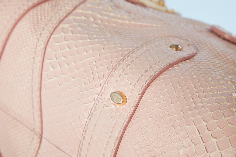 Pink python large hand- bag with rhinestone and metal brand Valentino ...