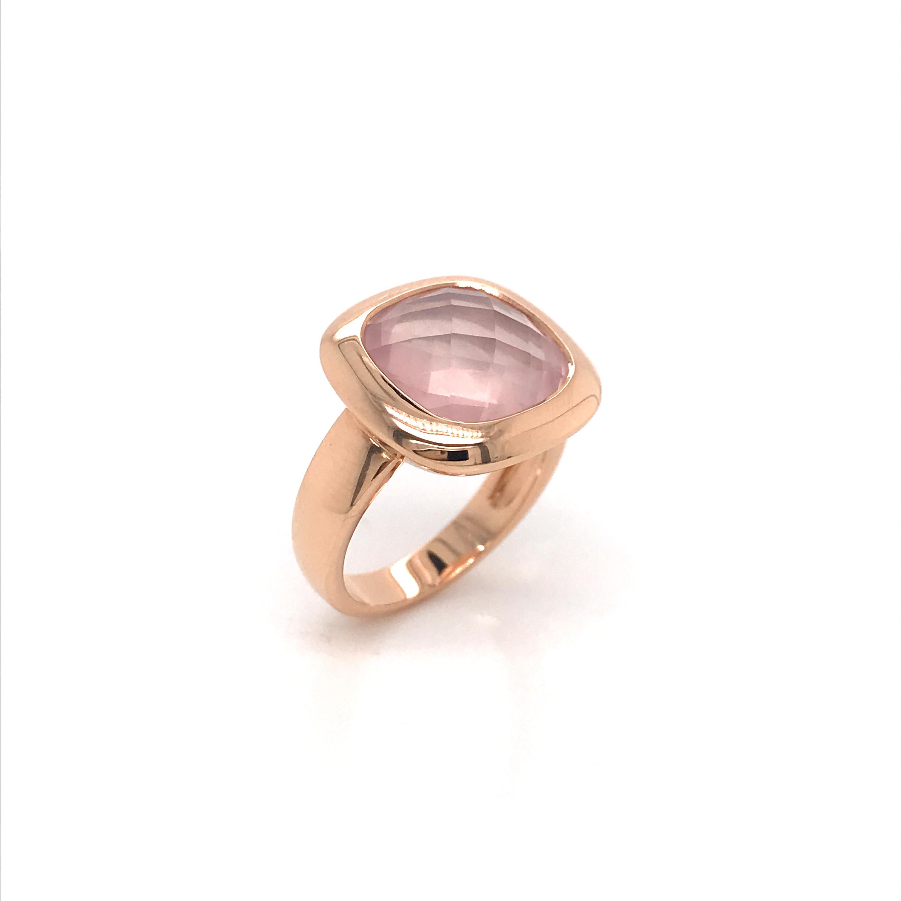 Pink Quartz Briolette Cut and Rose Gold 18 Karat Fashion Ring at 1stDibs