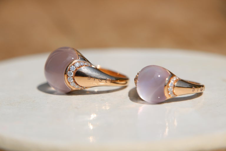 Pink Quartz Ring in 18ct gold with white diamonds by BIGLI For Sale at ...