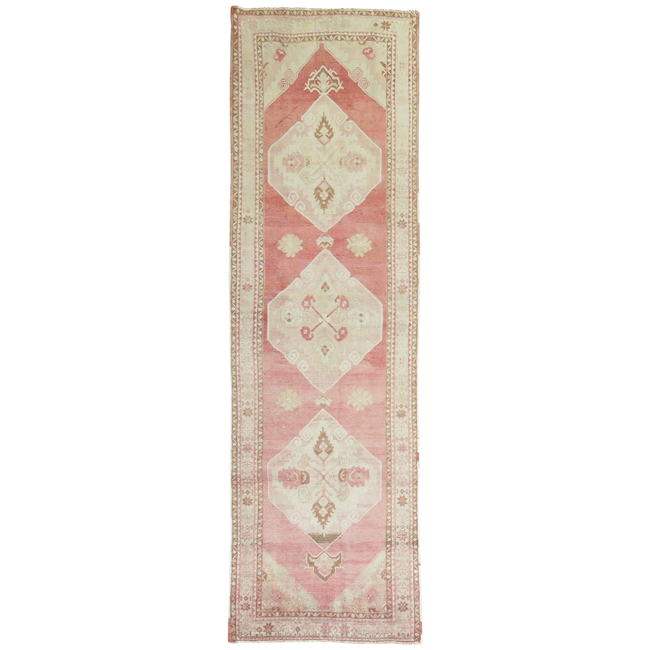 Mid-20th Century Vintage Turkish Wool Runner Rug For Sale at 1stDibs